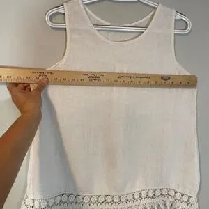 Terzo Millennio | Tops | Terzo Millennio White Linen Sleeveless Crochet ...